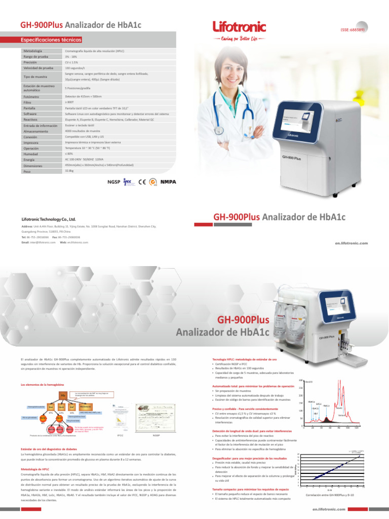 GH-900Plus: Analizador de HbA1c | PDF | Cromatografía líquida de alto ...