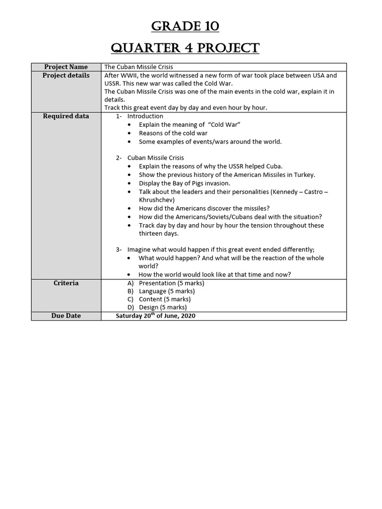Q4 Project - Grade 10 | PDF