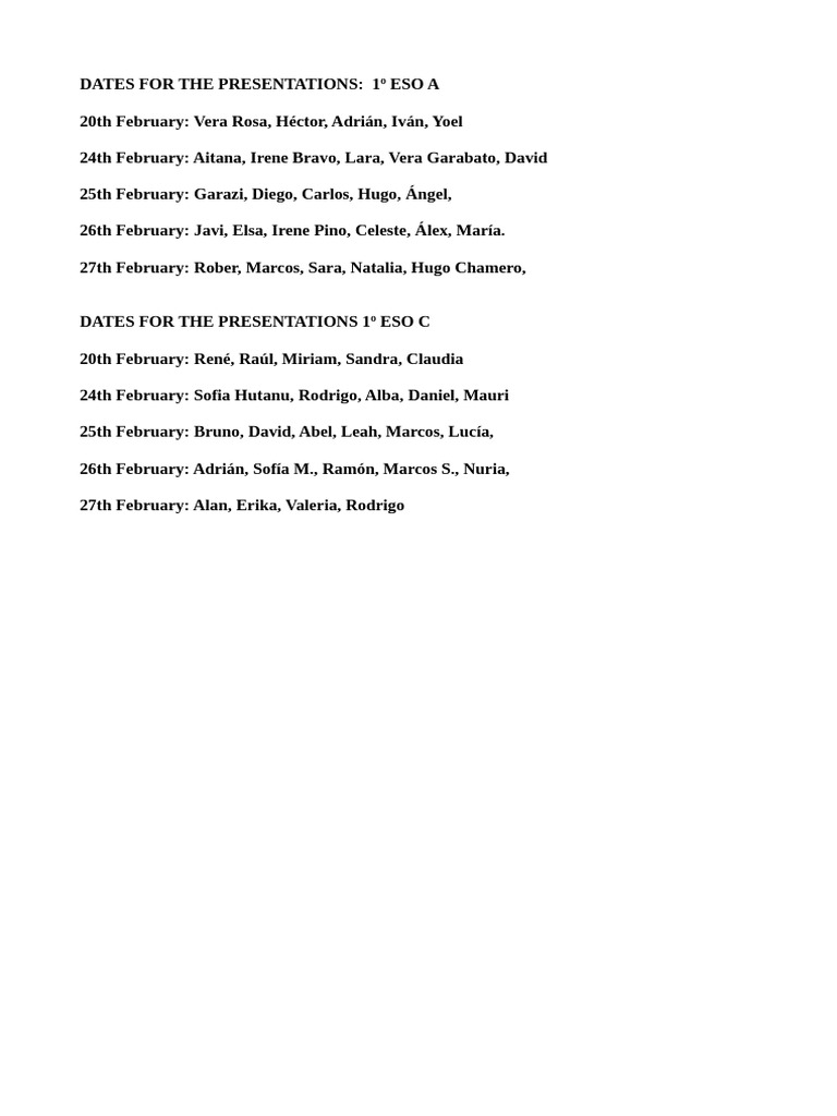 Dates Presentations | PDF