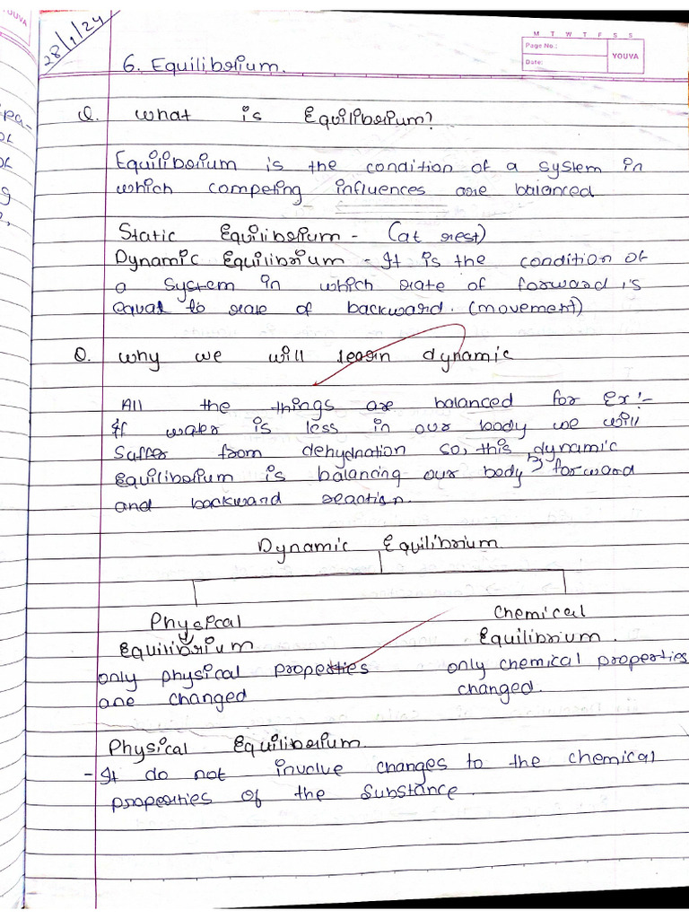 Equilibrium Chemistry Handwritten Notes | PDF