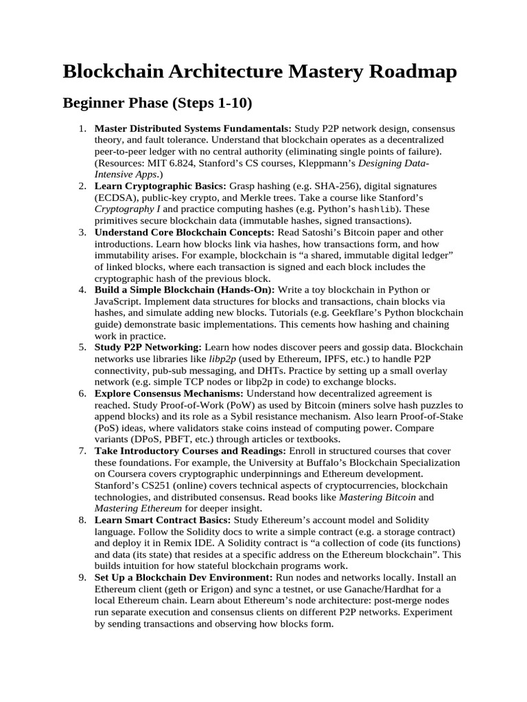 Blockchain Architecture Mastery Roadmap | PDF | Peer To Peer | Computing