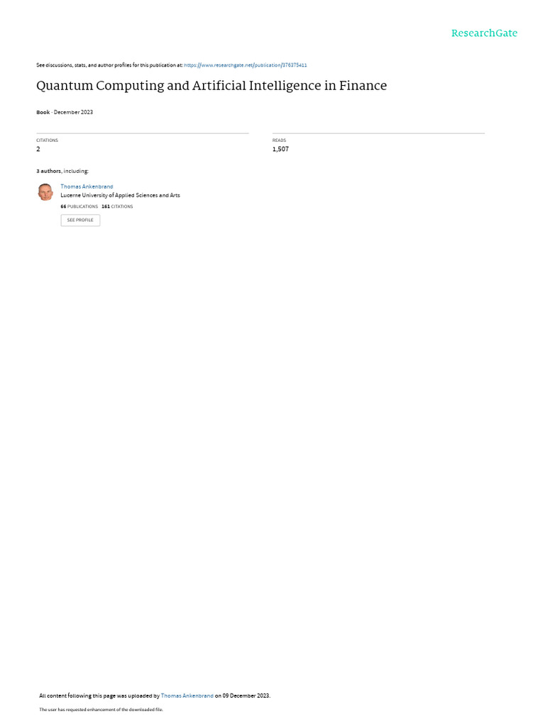 IFZ Quantum Computing and AI in Finance | PDF | Quantum Computing | Machine Learning