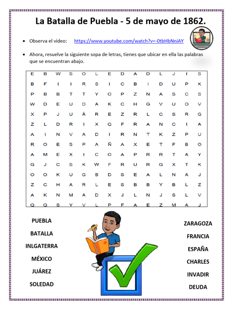 Sopa de Letras Batalla de Puebla | PDF