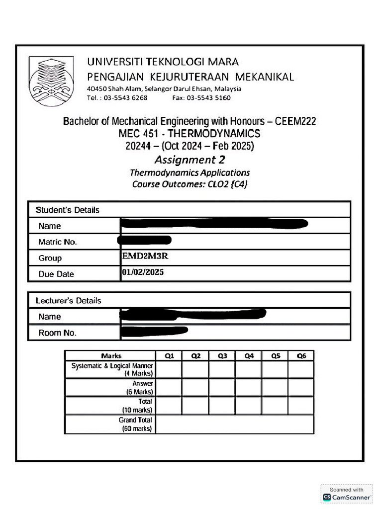 Assignment 2 Thermodynamic | PDF