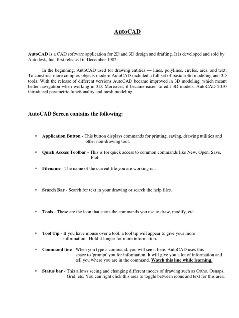 Autocad Training Manual | PDF | Auto Cad | 3 D Modeling