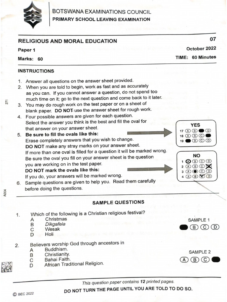 Psle Rme 2022 | PDF