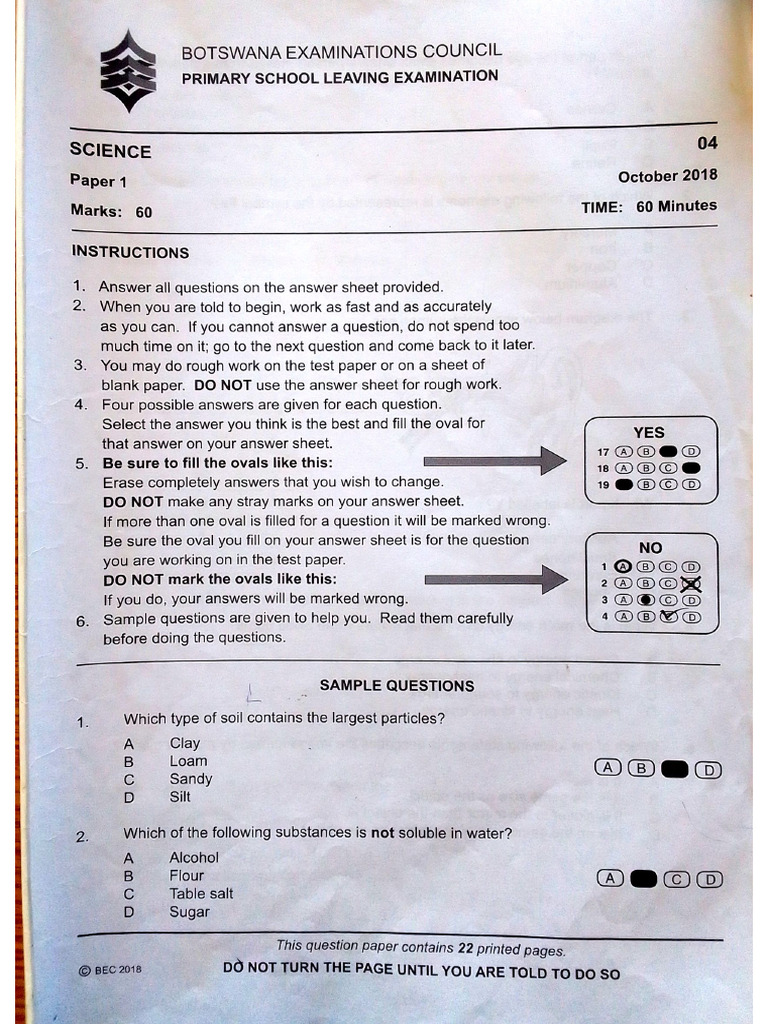 Psle Science 2018 | PDF