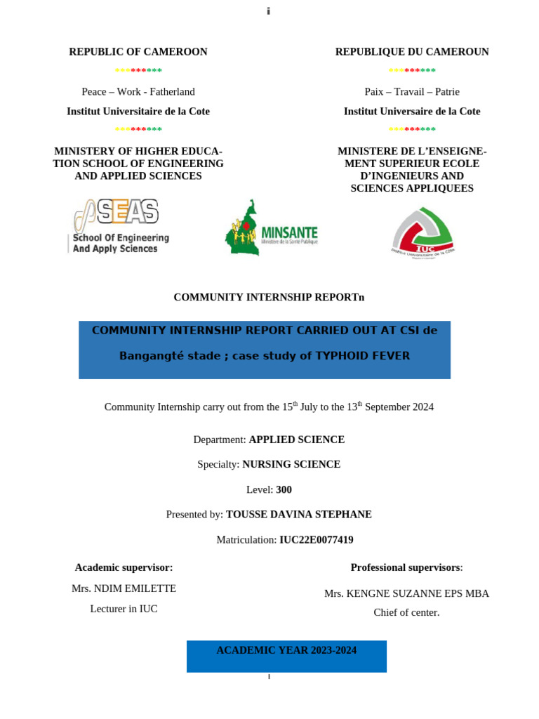Davina Community Internship Report | PDF | Salmonella | Childbirth