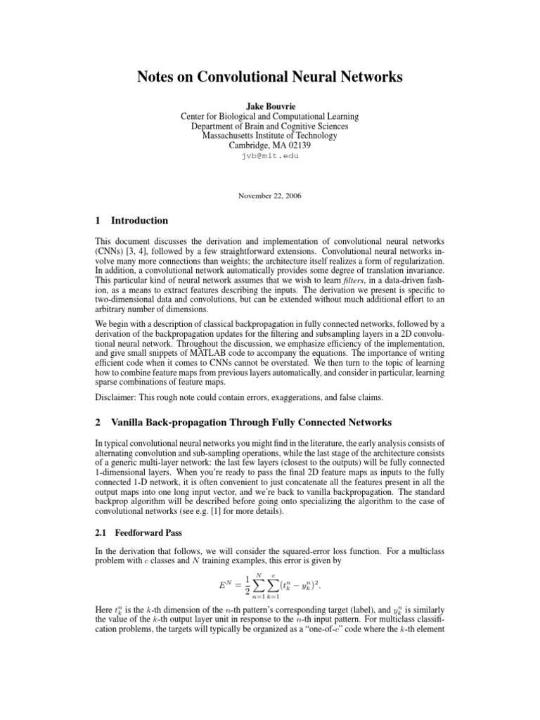 Convolutional Neural Network Tutorial | PDF | Computational ...