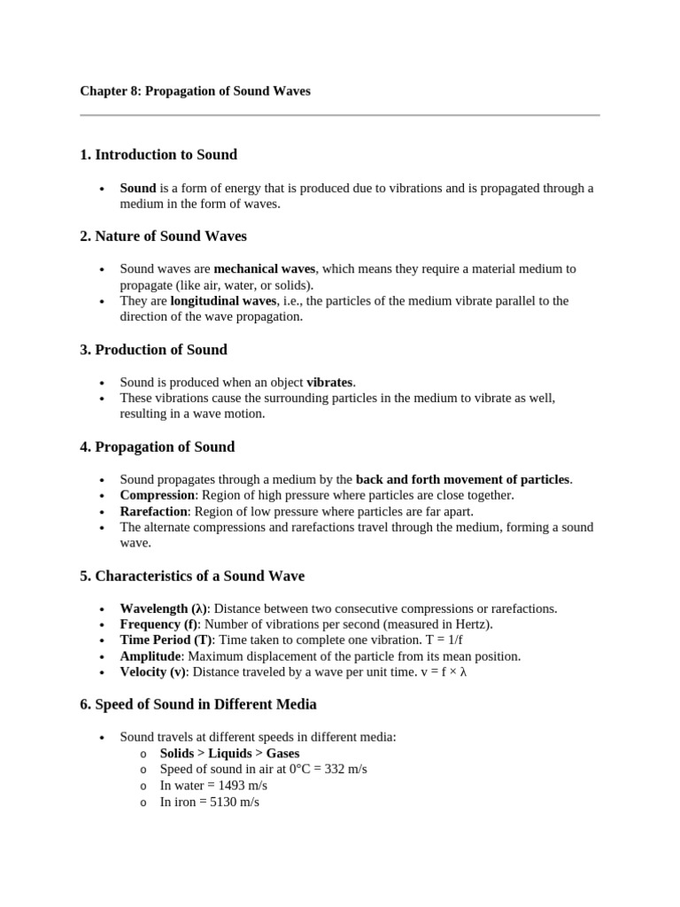 Propagation of Sound Waves Notes | PDF | Sound | Waves