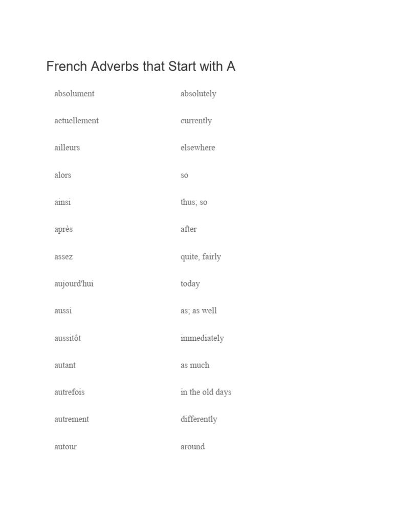 Ilide - Info 120 Common French Adverbs PR | PDF