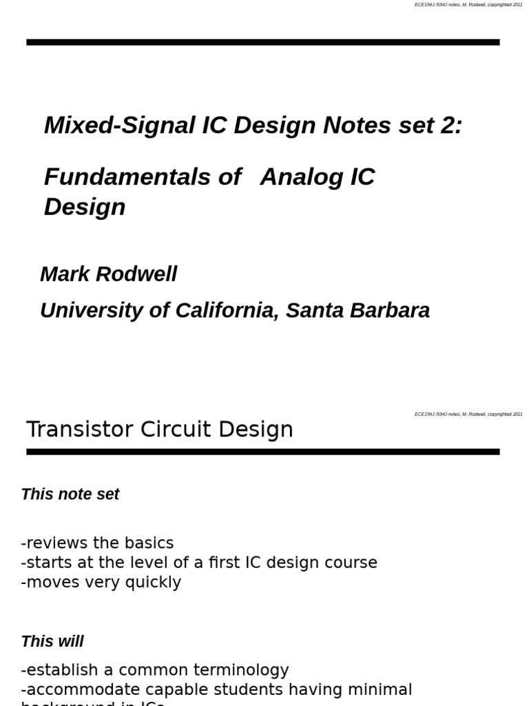 Mixed-Signal IC Design Fundamentals | PDF | Amplifier | Computer ...