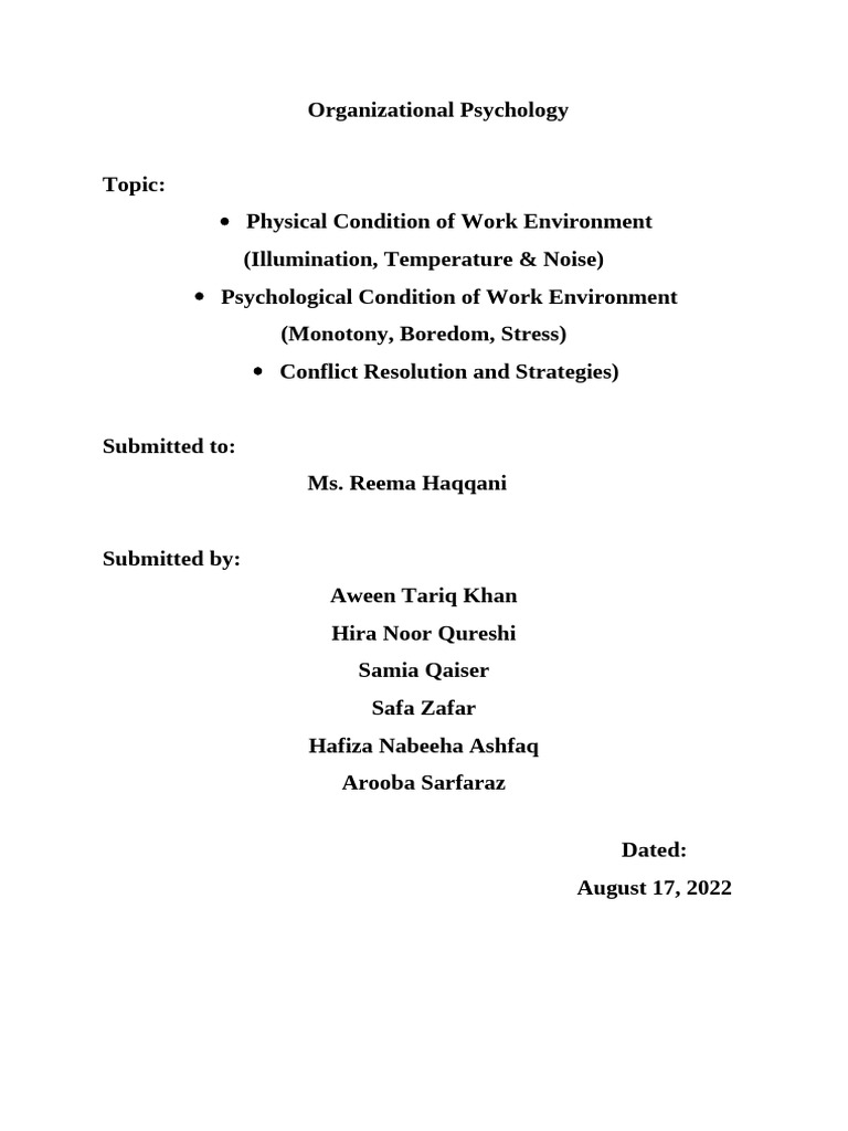 Working Conditions Presentation | PDF | Employment | Conflict Resolution