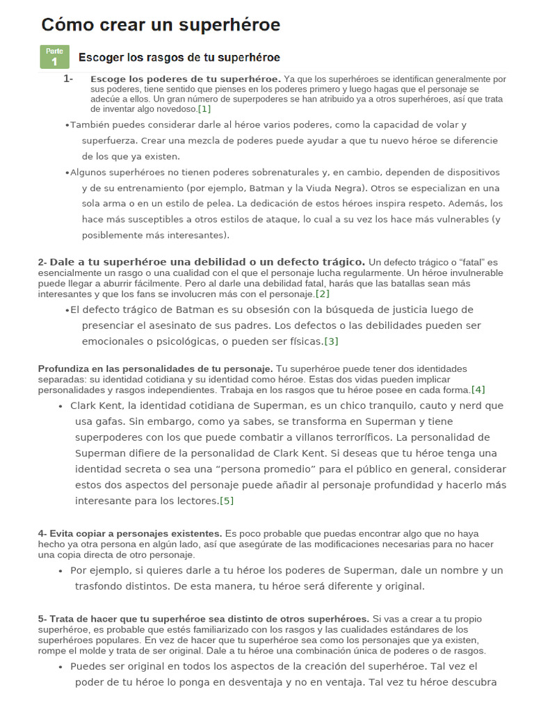Como Crear Un Superheroe | PDF | Superhéroes | Superhombre
