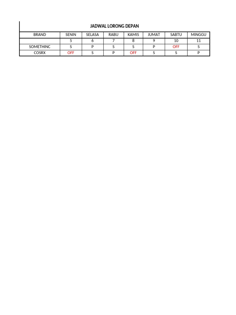 Jadwal Lorong Depan | PDF