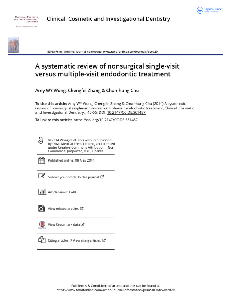 A Systematic Review of Nonsurgical Single-Visit Versus Multiple-Visit ...