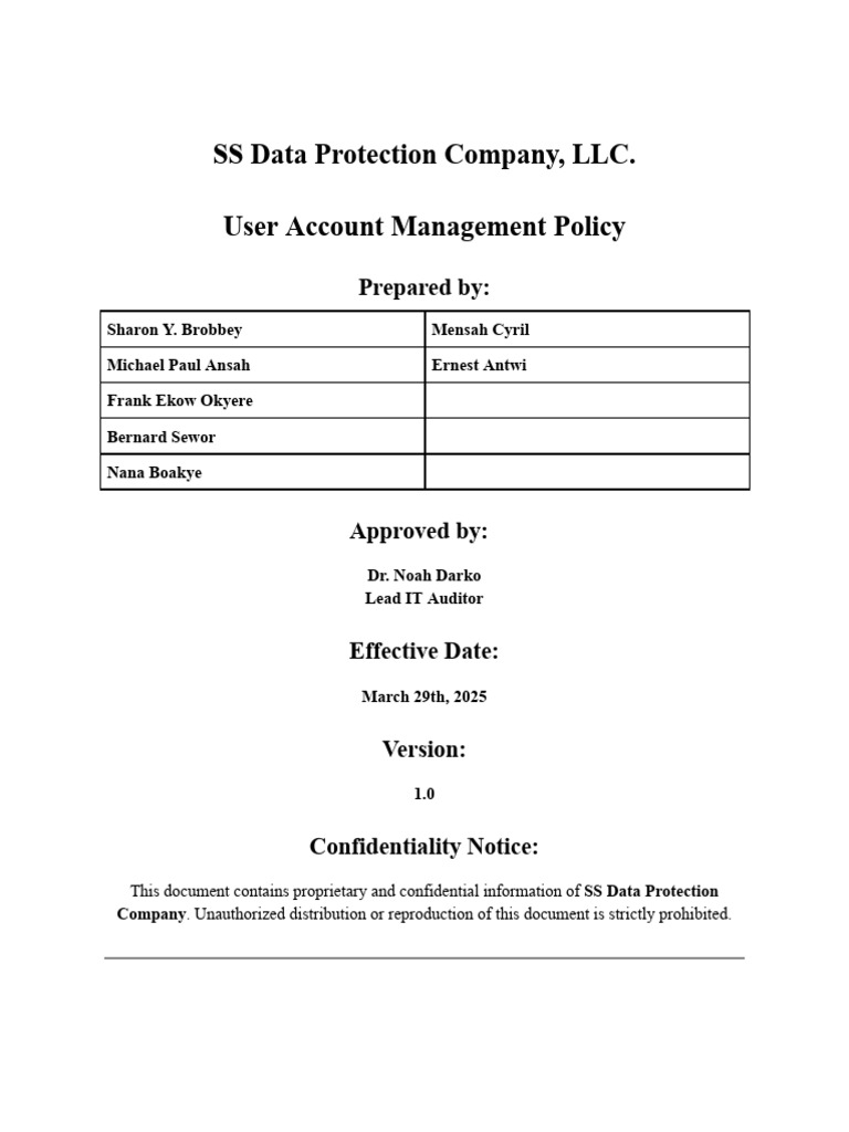 User Account Management Policy | PDF | Password | Security