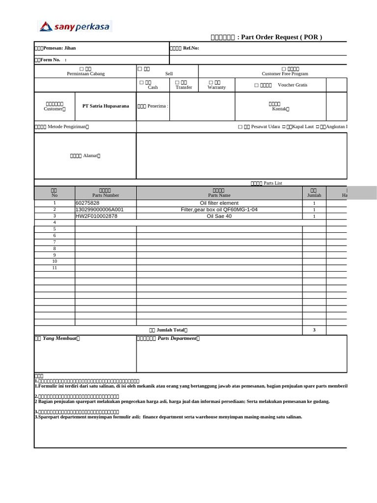 534 POR - Pbn. PT Satria Hupasarana | PDF