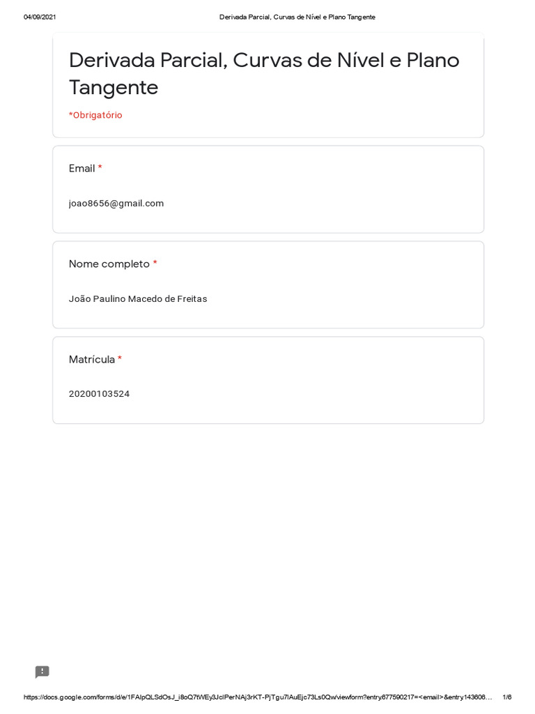 Derivada Parcial, Curvas de Nível e Plano Tangente | PDF | Curva | Derivado