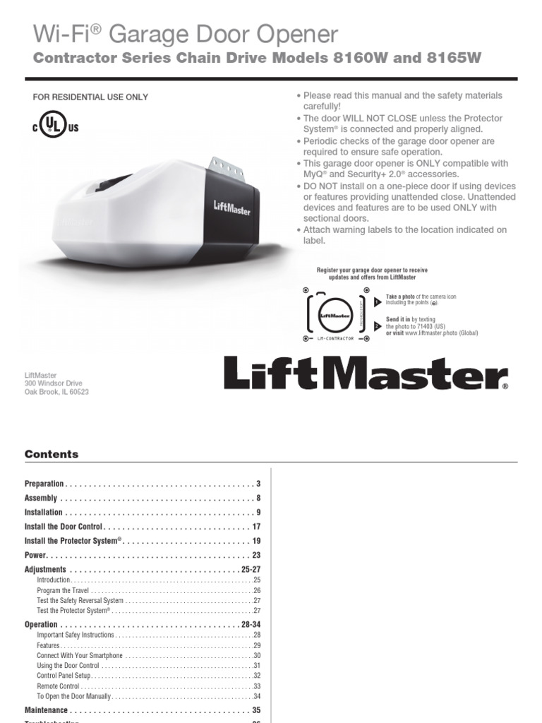 Liftmaster 8165W Manual | PDF | Screw | Door