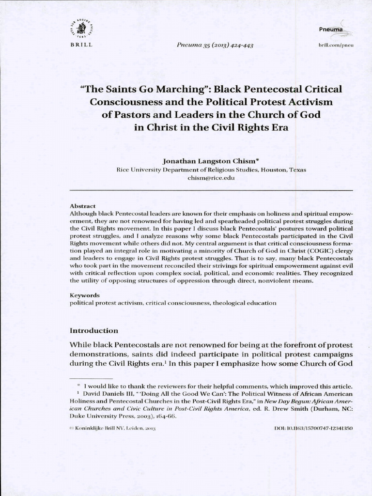 The Saints Go Marching Black Pentecosta | PDF | Pentecostalism ...
