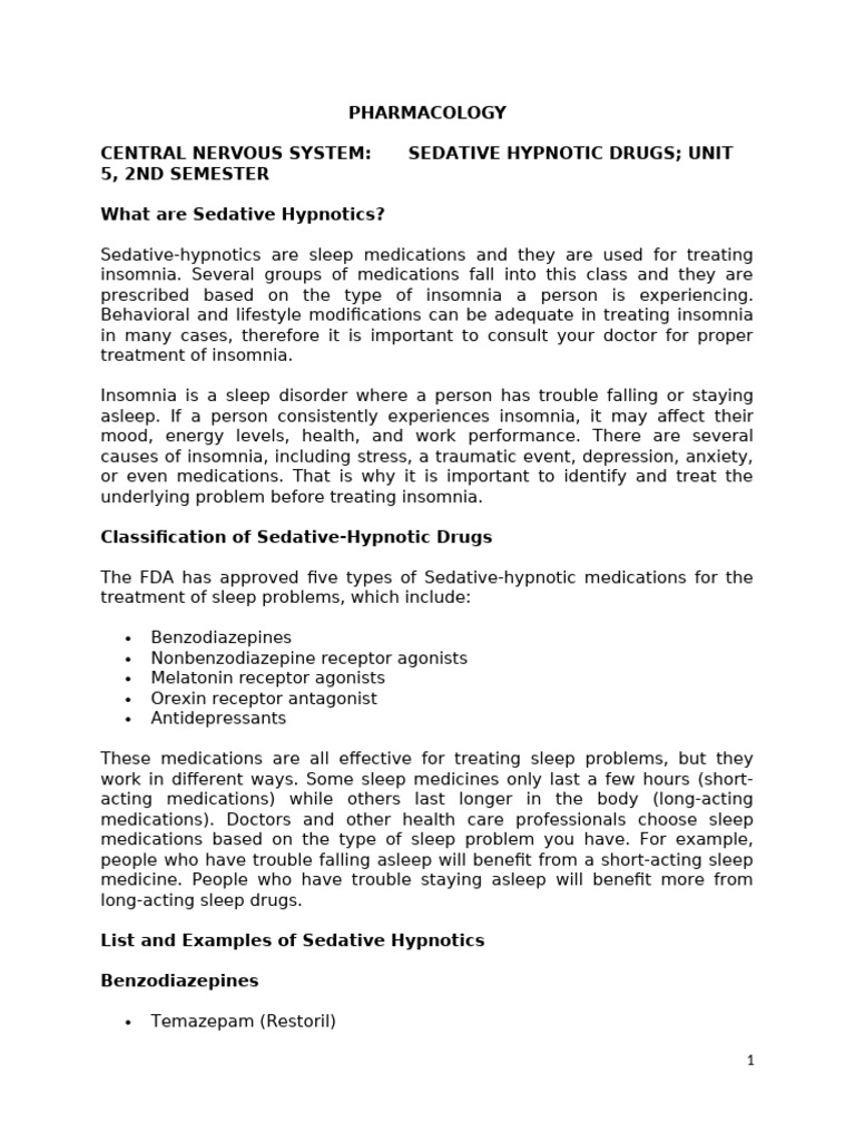 Iconm Sedative-Hypnotics Pharmacology | PDF | Insomnia | Benzodiazepine