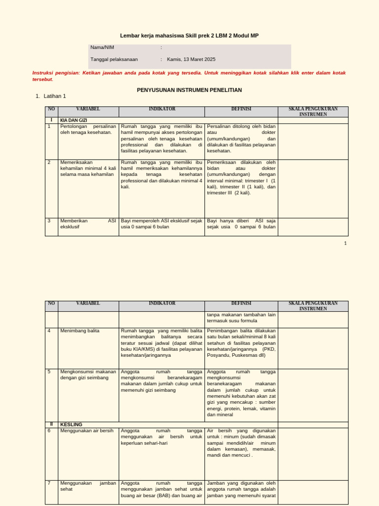 Template Lembar Kerja Mahasiswa - LBM 2 Skillprek 2-2 | PDF