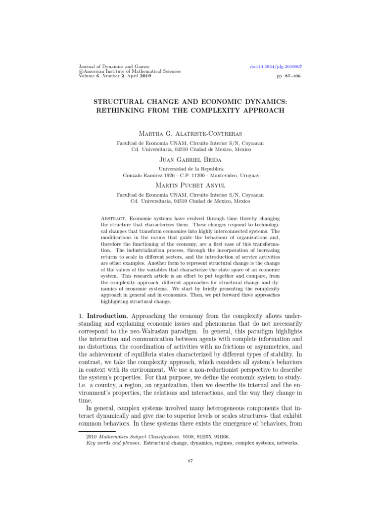 Structural Change and Economic Dynamics | PDF | Eigenvalues And Eigenvectors | System