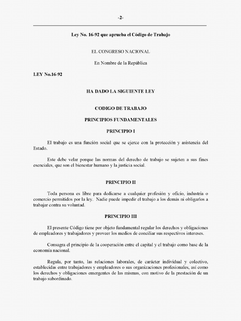 Principios y Artículos Del Código Laboral | PDF | Derecho laboral | Pagos