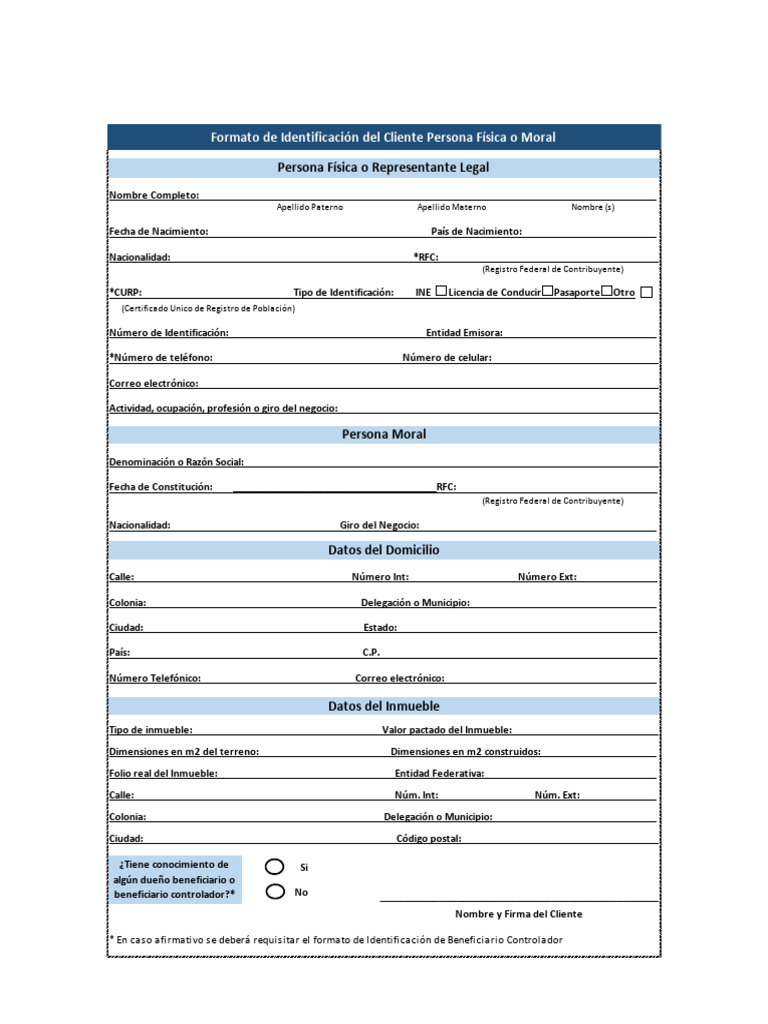 Formato de Identificación del Cliente | PDF