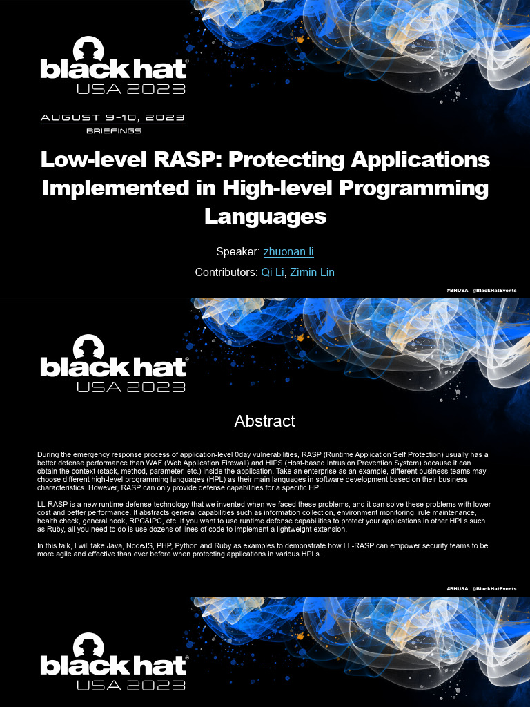Zhuonan Li - Qi Li - Zimin Lin - Low-Level RASP Protecting Applications Implemented in High ...