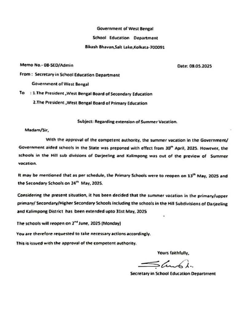 School Reopen After Summer Vacation 02-05-2025 | PDF