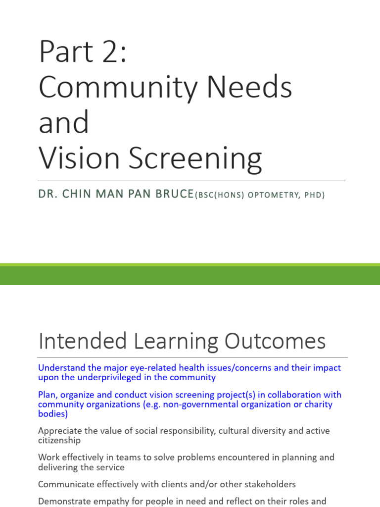 Lecture 2 - Part 2 Community Needs & Screening | PDF | Sensitivity And Specificity | Visual ...