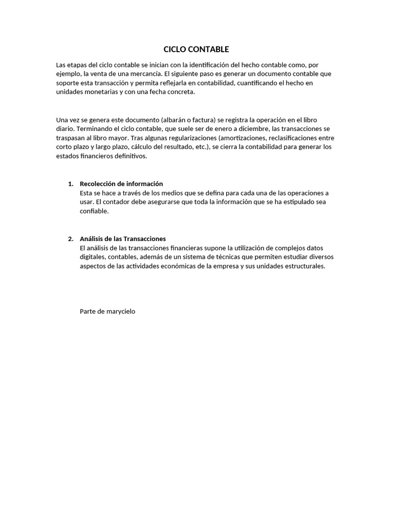 Ciclo Contable | PDF | Contabilidad | Estado financiero