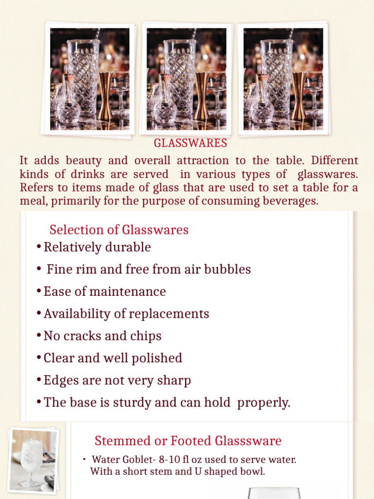 Essential Guide to Glassware Types | PDF | Menu | Drink