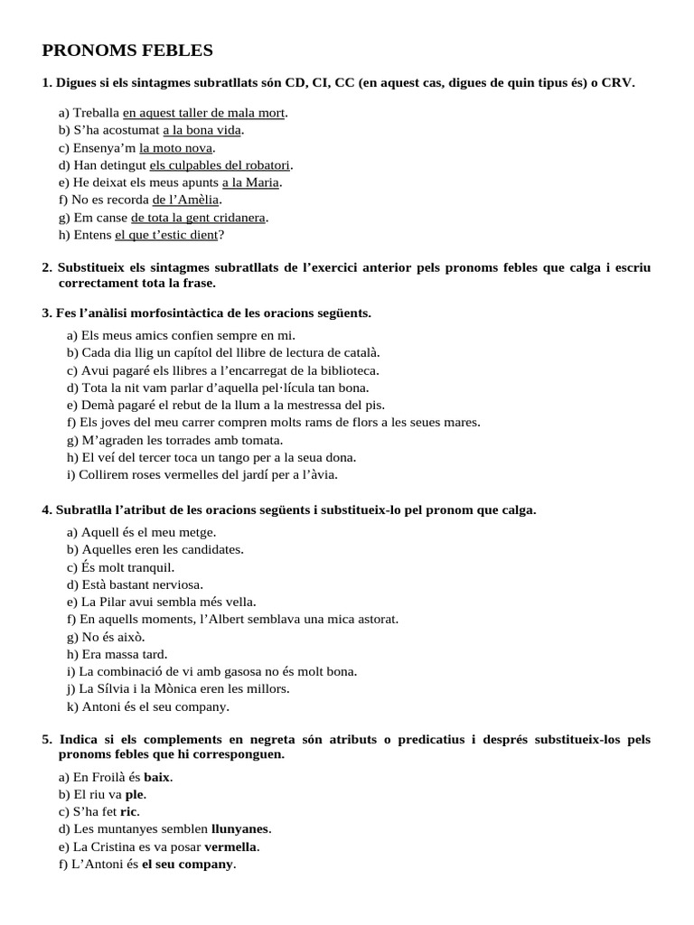 Activitats Pronoms | PDF