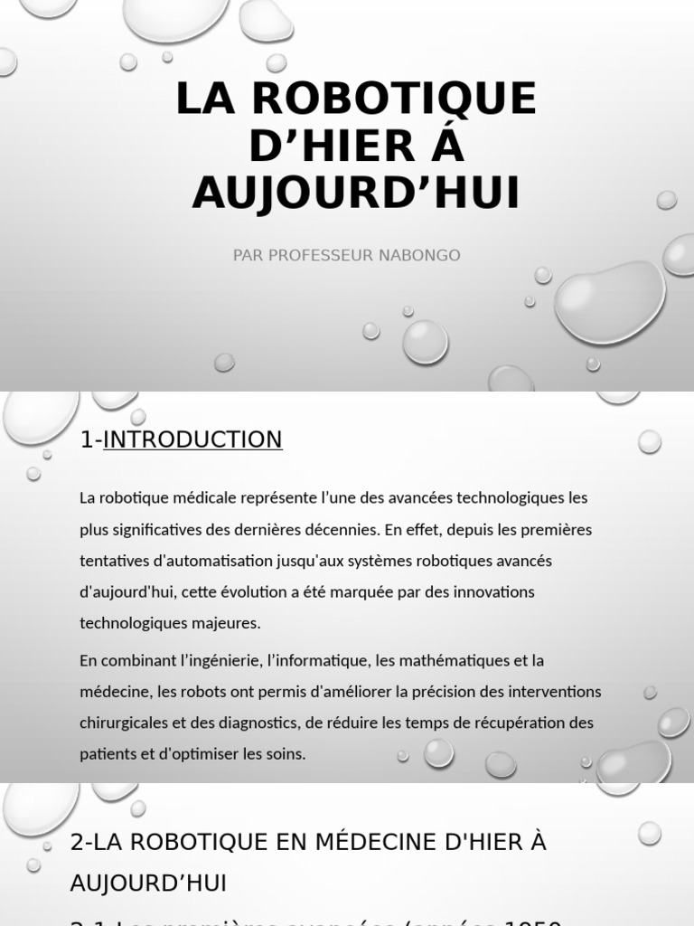 LA ROBOTIQUE D’HIER Á AUJOURD’HUI | PDF | Chirurgie | Robotique