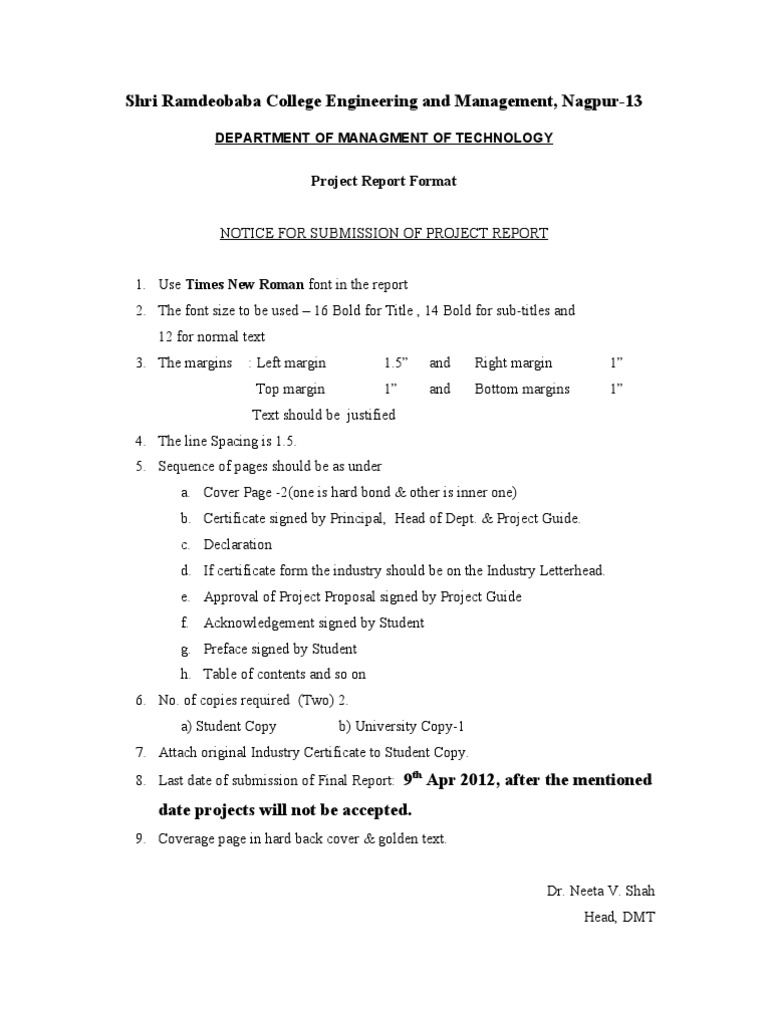 Project Report Format | PDF | Master Of Business Administration | Business