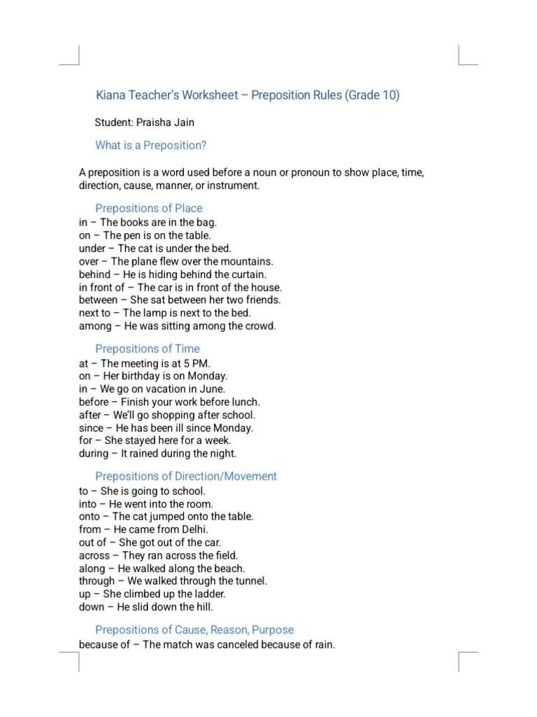 Preposition Rules Edited | PDF