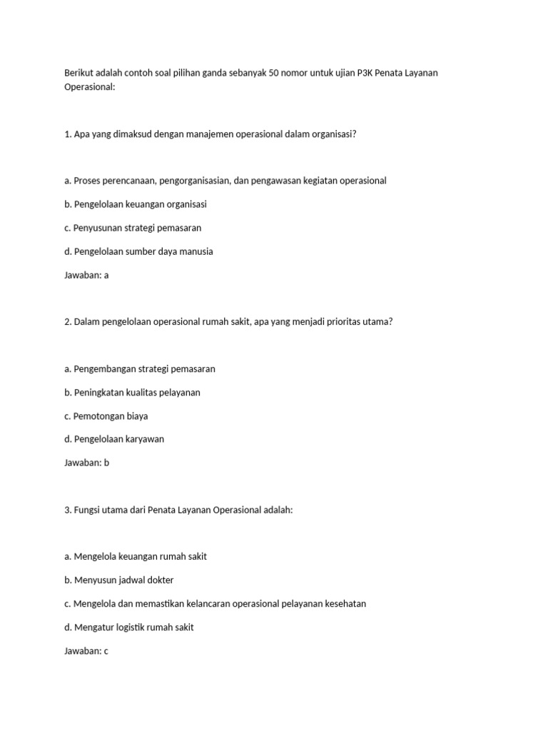 soal p3k operasional | PDF