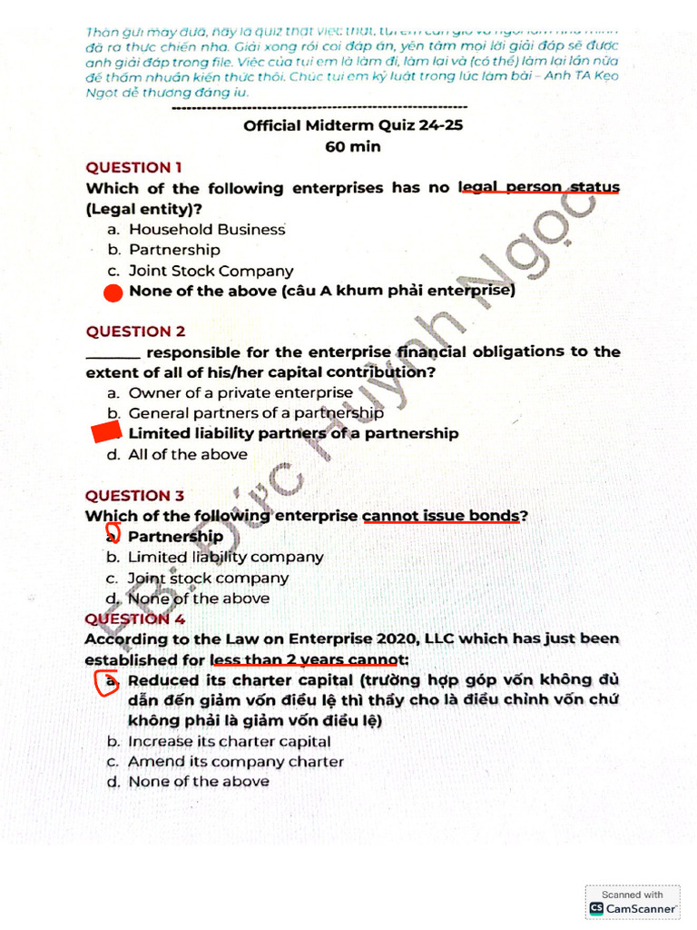 Mid Quiz 8-Dapan | PDF