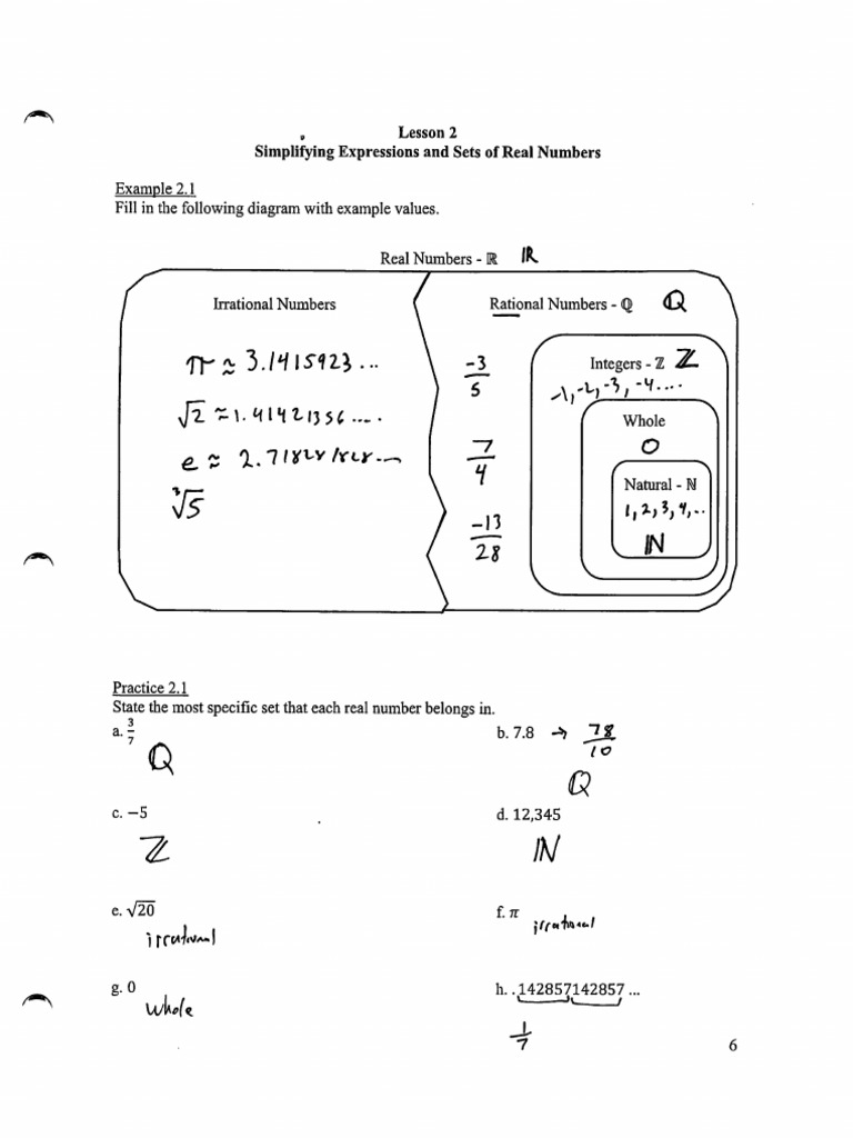 Algebra 2 Lesson 1-2 | PDF