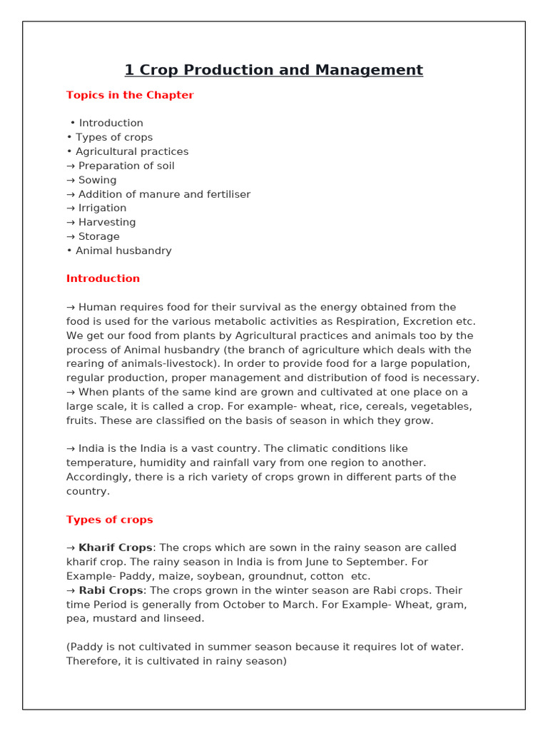 1 Crop Production and Management | PDF | Soil | Fertilizer