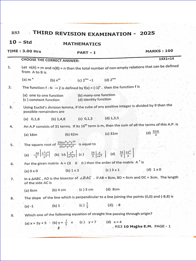 10th-Maths-EM-3rd-Revision-Exam-2025-Question-Paper-Salem-District-English-Medium-PDF-Download ...