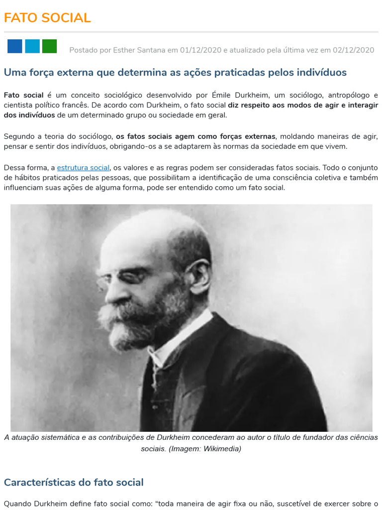 Fato Social - Sociologia Enem - Educa Mais Brasil | PDF | Sociologia | Émile Durkheim