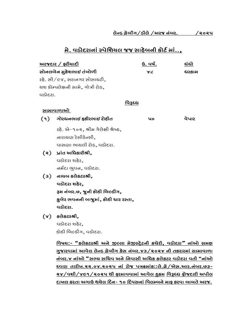 Delay Application Land Grabbing 10.06.2025 | PDF