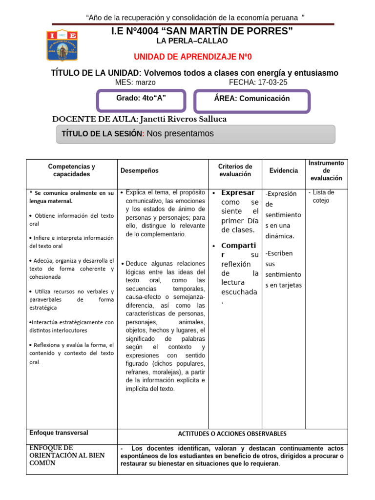 Primer Día de Clases: Expresando Sentimientos | PDF | Salón de clases ...