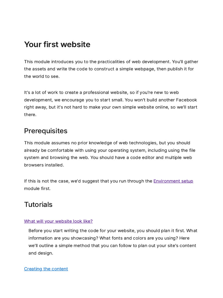 Your First Website - Learn Web Development - MDN | PDF | World Wide Web ...