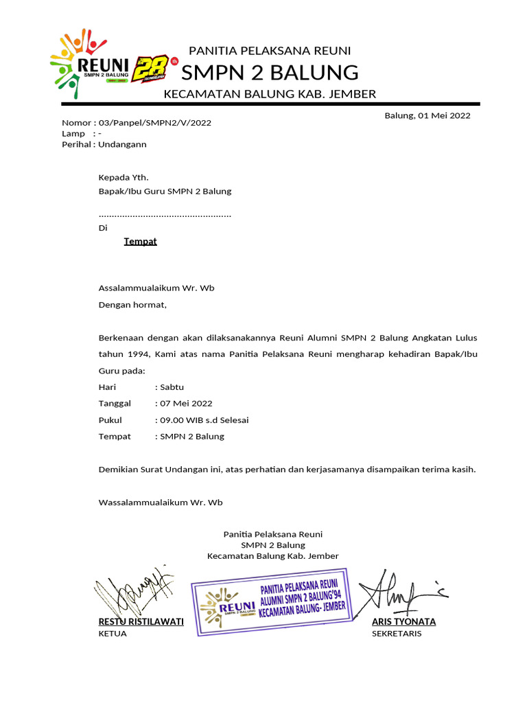 Undangan Reuni | PDF