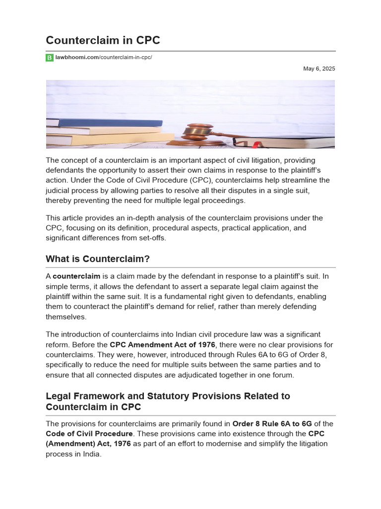Understanding Counterclaims in CPC | PDF | Lawsuit | Cause Of Action